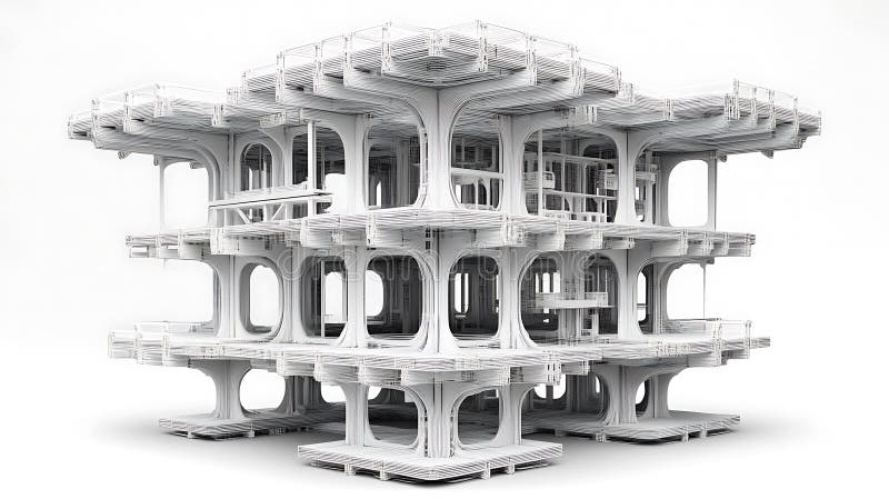 White Architectural Model of a Multistory Building Stock Illustration ...
