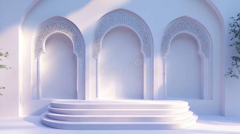 White Architectural Steps with Ornate Arches Stock Illustration ...