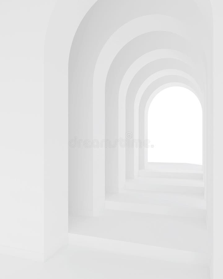 White Architecture Arch Hallway Space. Abstract Arch Curve Corridor ...