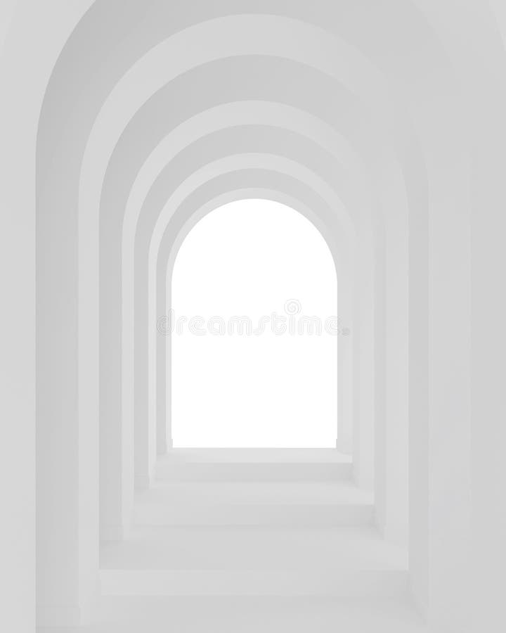 White Architecture Arch Hallway Space. Abstract Arch Curve Corridor ...