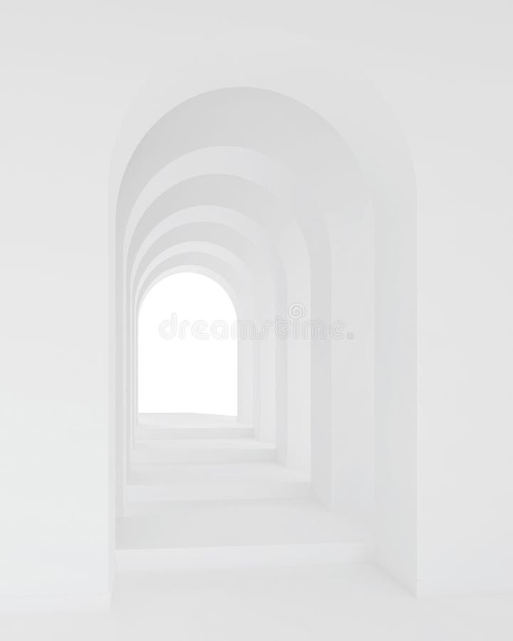 White Architecture Arch Hallway Space. Abstract Arch Curve Corridor ...
