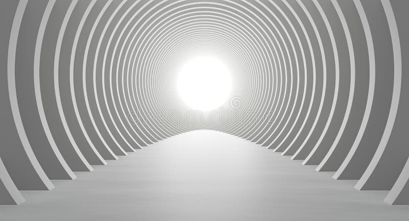 White Architecture Circular Background. Abstract Interior Design. 3d ...
