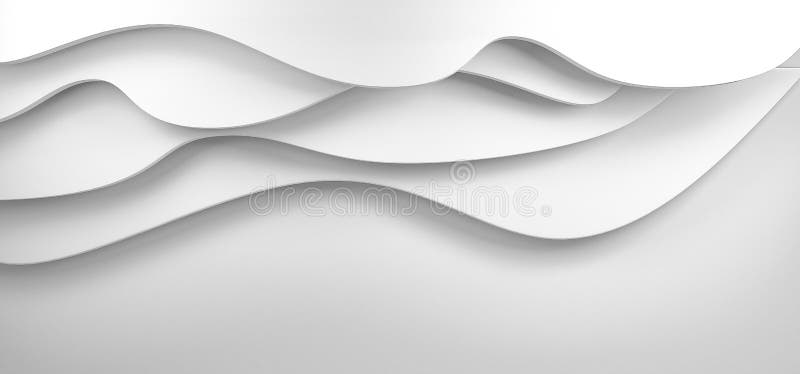 White Architecture Horizontal Waves 3D Rendering. Abstract Curved ...