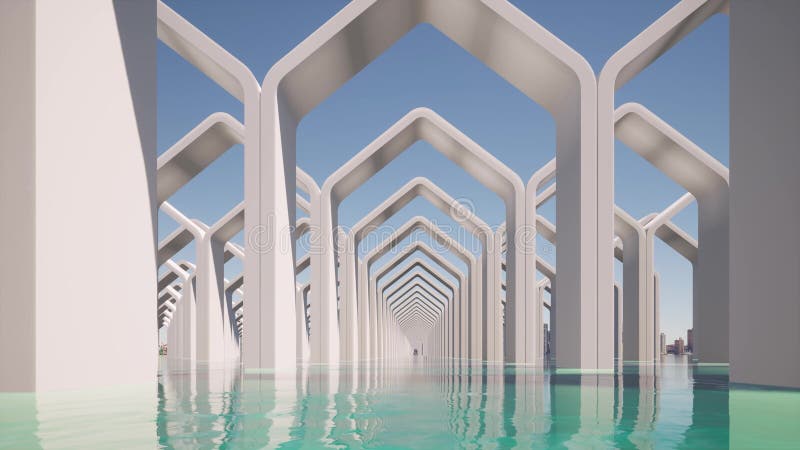 White Architecture on the Ocean 3d Stock Illustration - Illustration of ...