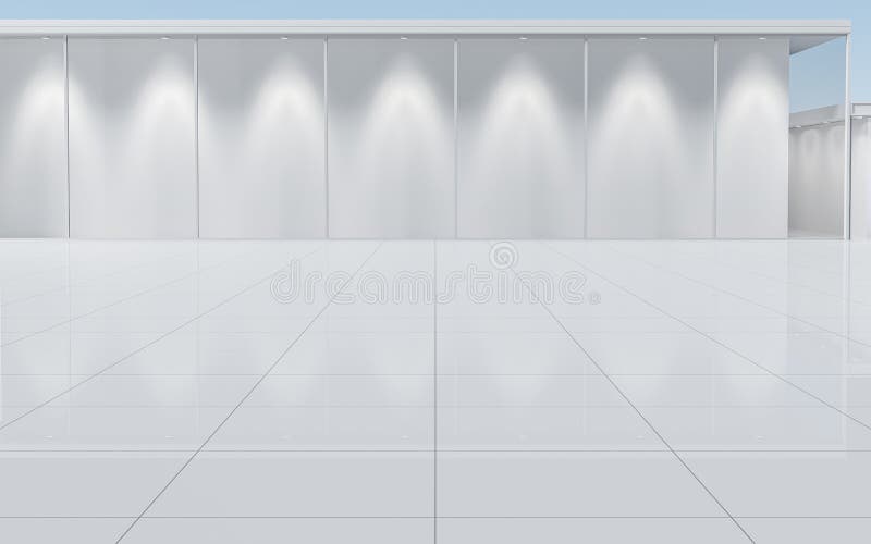 White Architecture with Outdoor View, 3d Rendering Stock Illustration ...