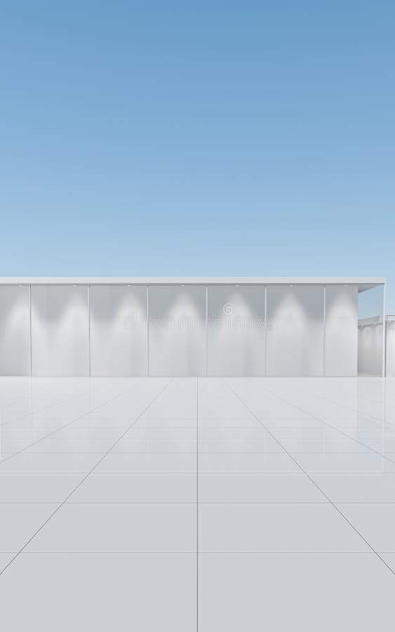 White Architecture with Outdoor View, 3d Rendering Stock Illustration ...