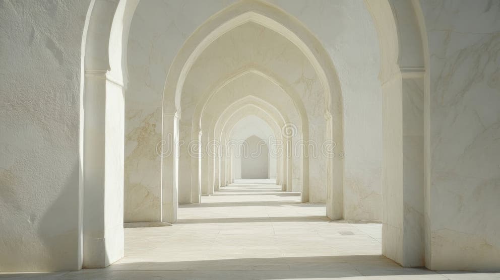 White Archway Corridor Architectural Design Stock Illustration ...