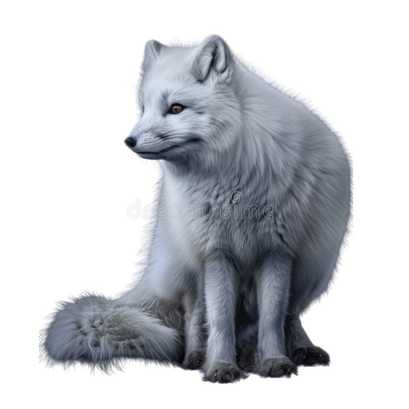 A White Arctic Fox Sitting stock image. Illustration of sitting - 331908799
