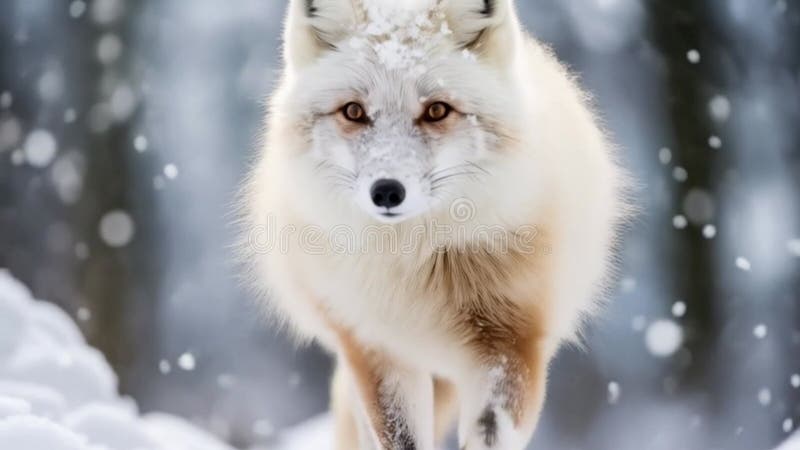 White Arctic Fox Walking in the Snow Stock Video - Video of wild ...
