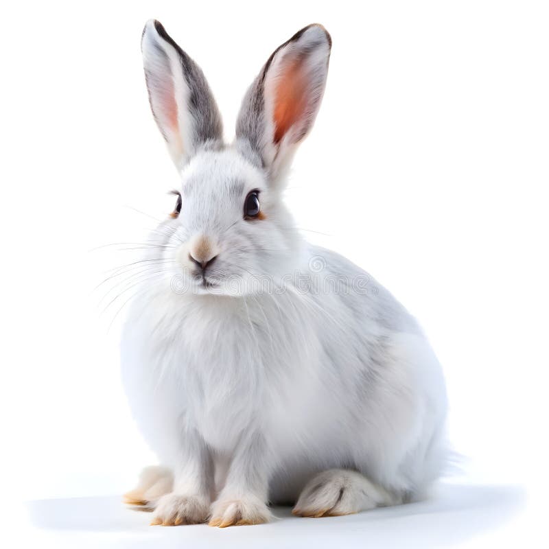 White Arctic Hare Portrait in the Snow, Blurred Background, Winter ...