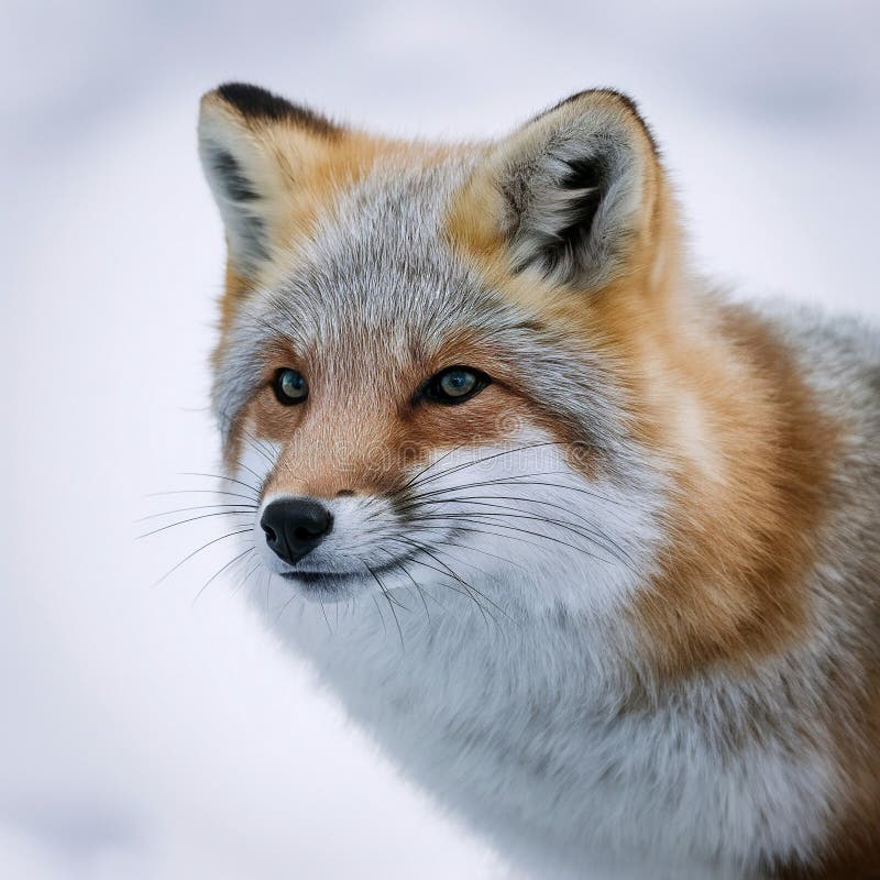 White Arctic Polar Fox Face Stock Illustration - Illustration of powder ...