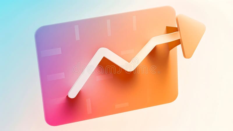 A White Arrow Ascending on a Pink and Orange Gradient Background Stock Photo - Image of symbol ...