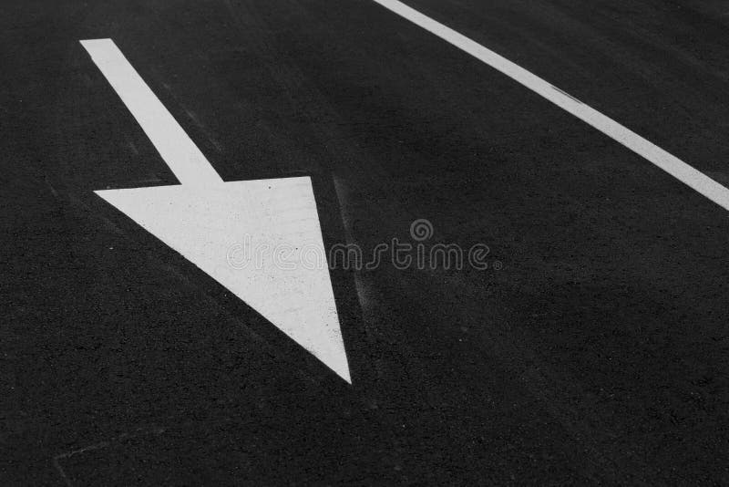 White Arrow on Asphalt To Define Direction Stock Photo - Image of road ...