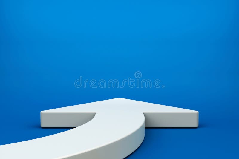 White Arrow on the Ground Pointing Forward with Blue Background ...