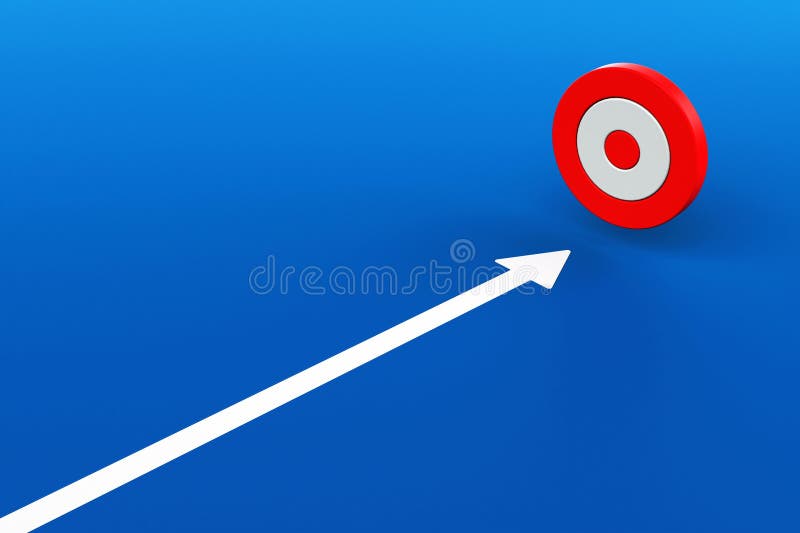 White Arrow on the Ground Pointing at Target with Blue Background ...