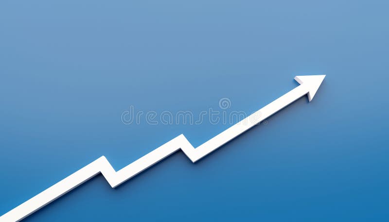 White arrow growth on blue stock image. Image of design - 278538679