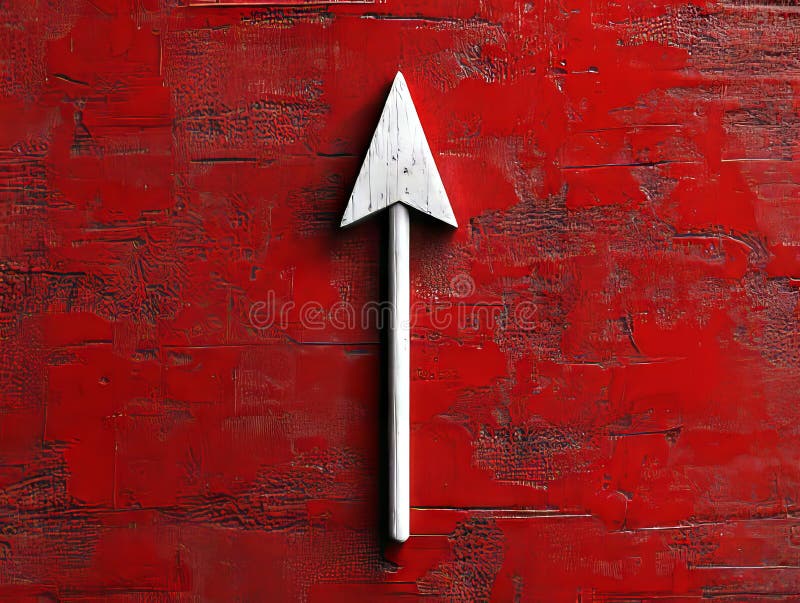 A White Arrow Pointing Up on a Red Wall Stock Image - Image of arrow ...