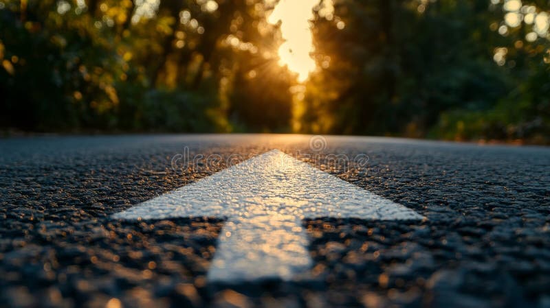 A White Arrow Pointing Upwards on a Road Stock Illustration ...