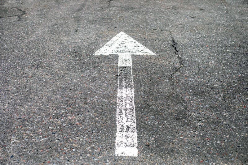 White Arrow on the Road Indicating Stock Photo - Image of surface ...