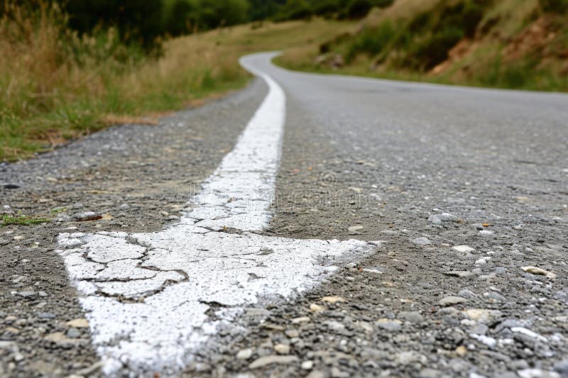 White arrow on road stock photo. Image of signage, sign - 374808036