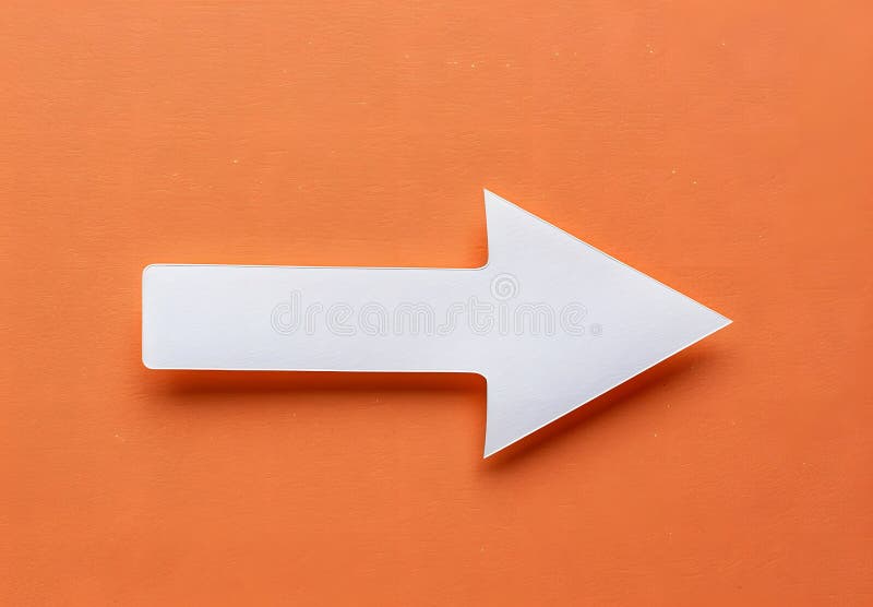 White Arrow Sign on Orange Background for Logo Stock Illustration ...