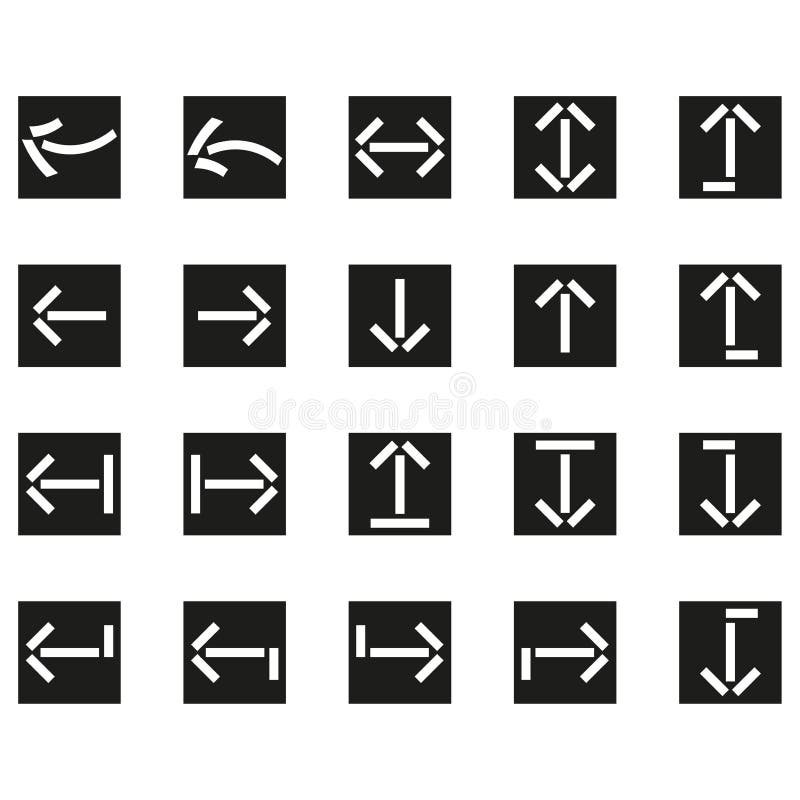 White Arrows Black Squares. Web Ui Design. Computer Interface. Vector ...