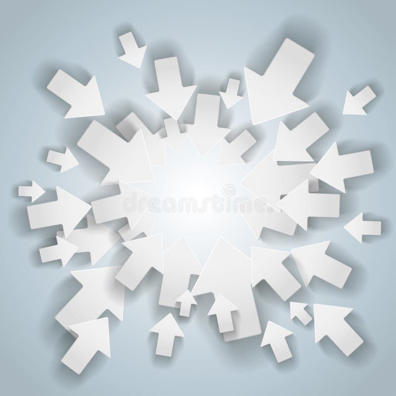 White Arrows Pointing Outward in Eight Directions. Abstract Concept ...