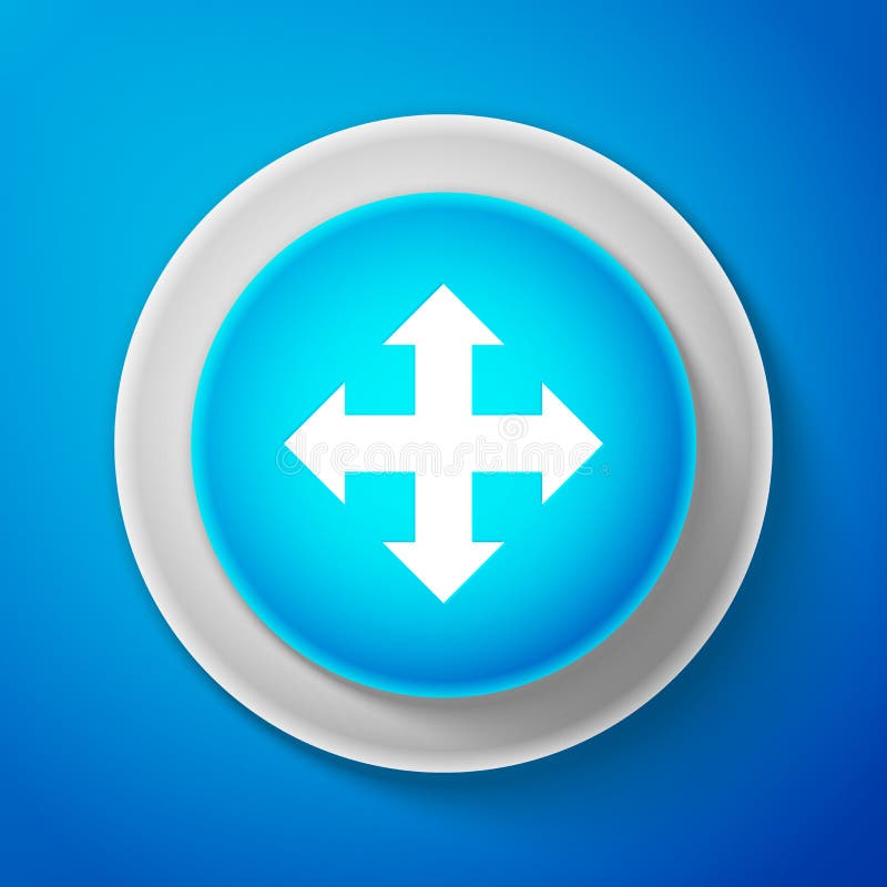 White Arrows in Four Directions Icon Isolated on Blue Background ...
