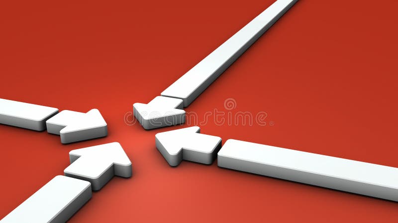 White Arrows Pointing Outward in Eight Directions. Abstract Concept ...