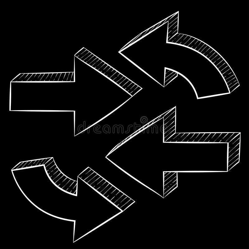 Black Hollow Arrows. Set of Curved Icons Stock Vector - Illustration of ...