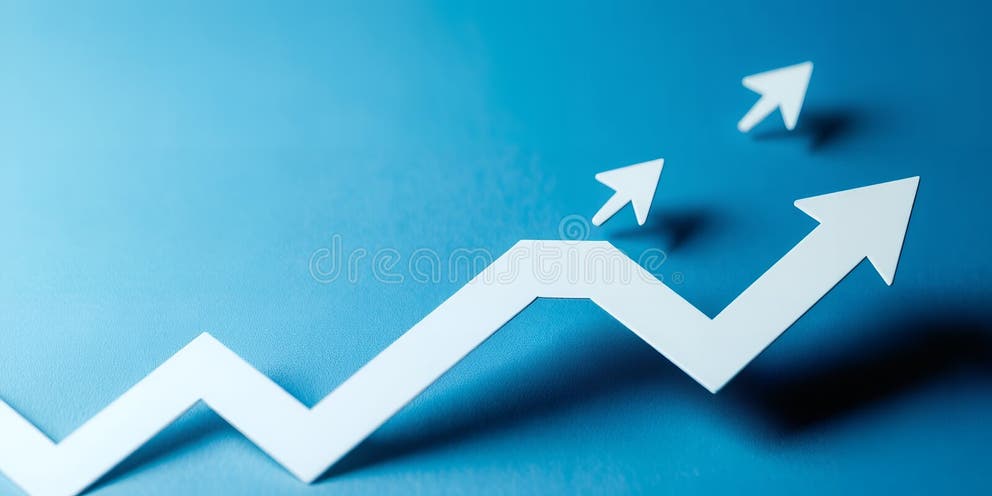 White Arrows Point Upward on Blue Background Stock Illustration ...