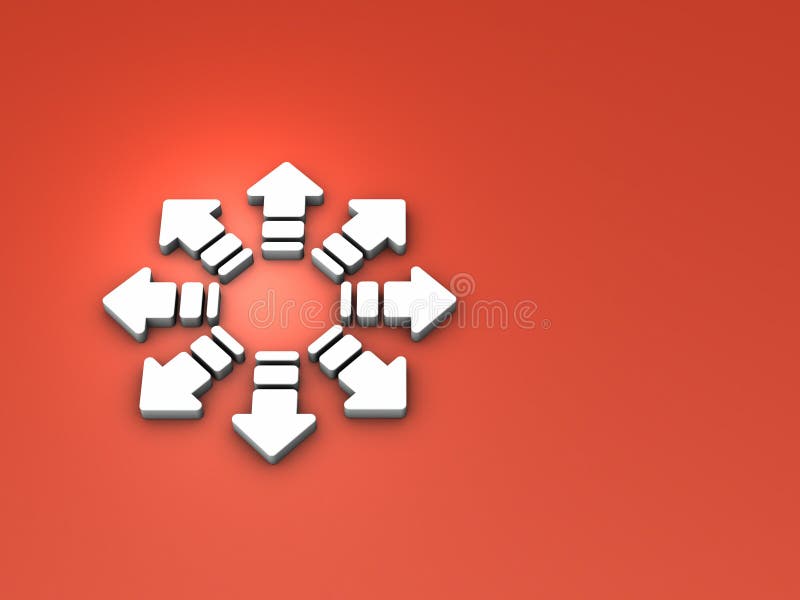 White Arrows Pointing Outward in Eight Directions. Abstract Concept ...