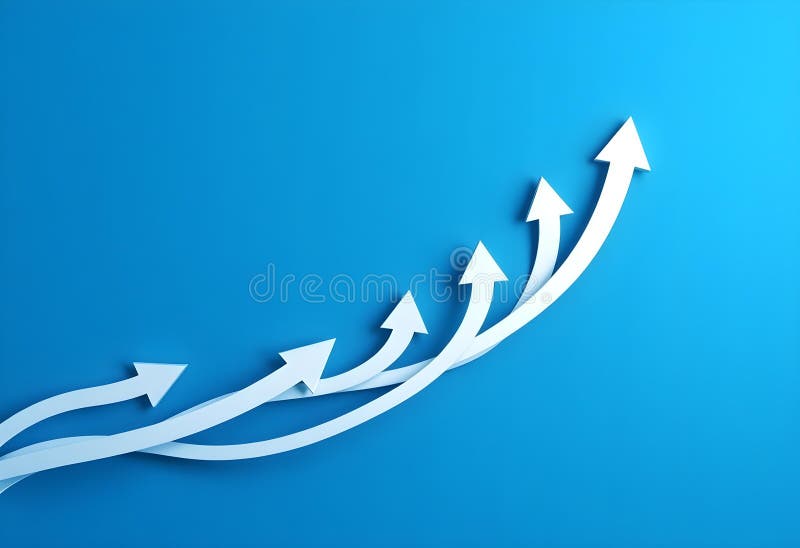 White Arrows Pointing Upward on Blue Background Symbolize Growth and ...