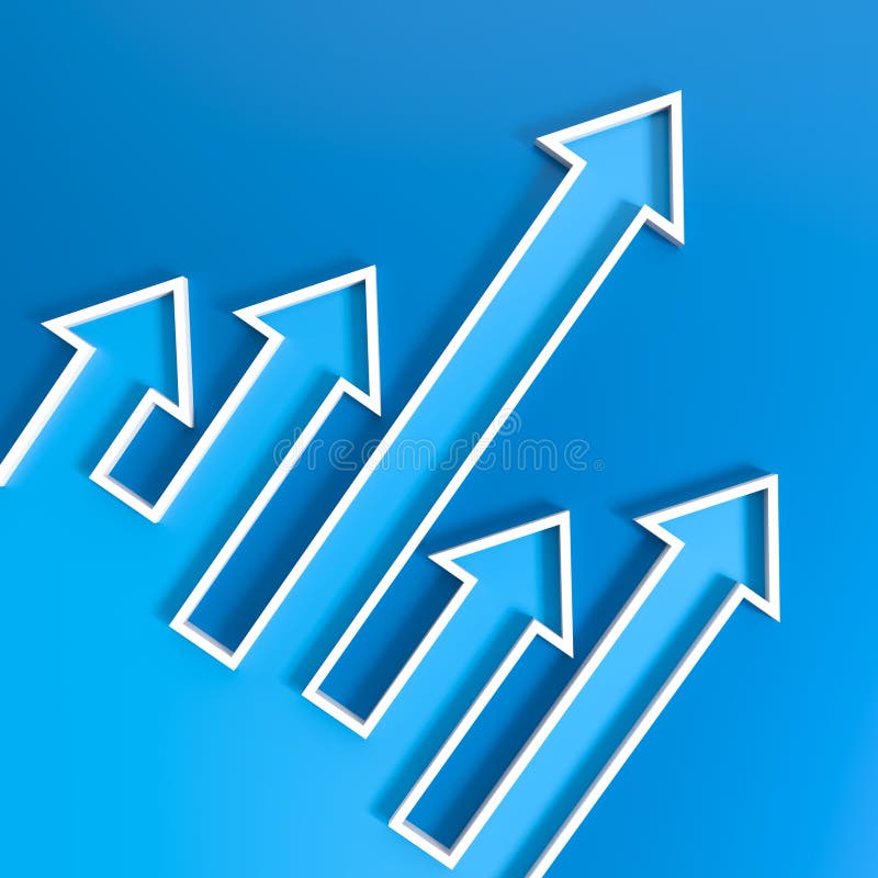 White Arrows Pointing Upwards Showing Growth on Blue Background Stock ...