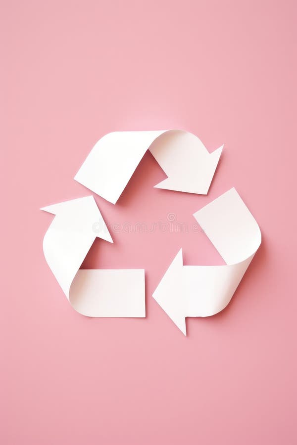 White Arrows Recycling Sign on Pink Background, Created Using ...