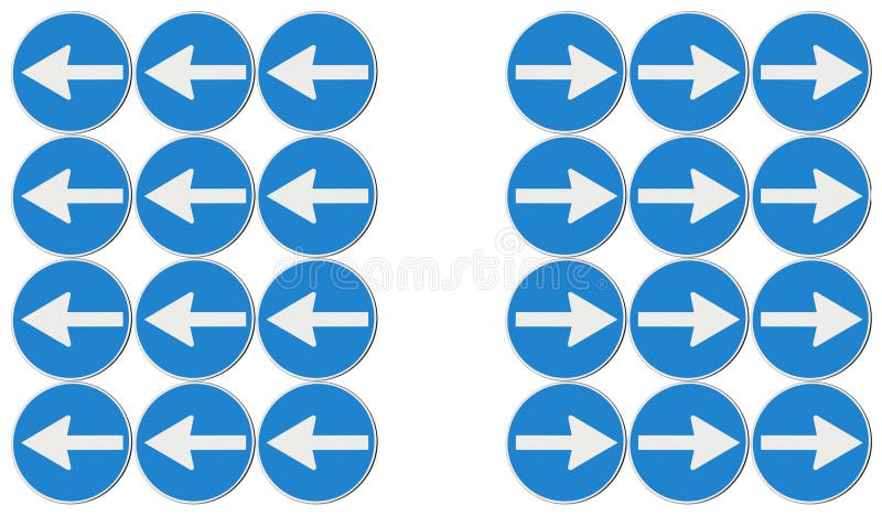 White Arrows Road Sign Going in Opposite Directions Stock Illustration ...