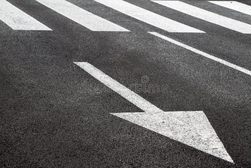 White Arrows and Zebra Crossing on the Road Stock Image - Image of city ...