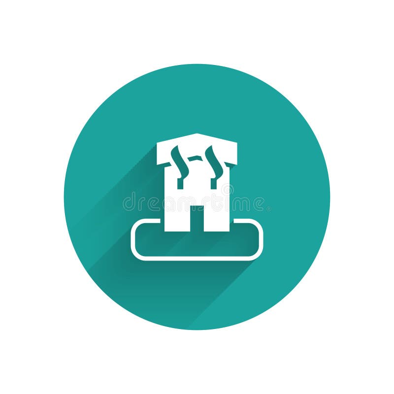 White Arson Home Icon Isolated with Long Shadow. Fire in Building ...