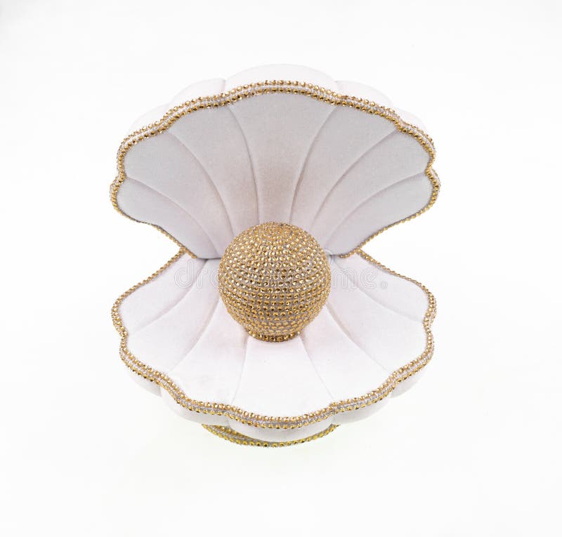 White Artificial Decorative Shell with Pearl Isolated on White Stock ...