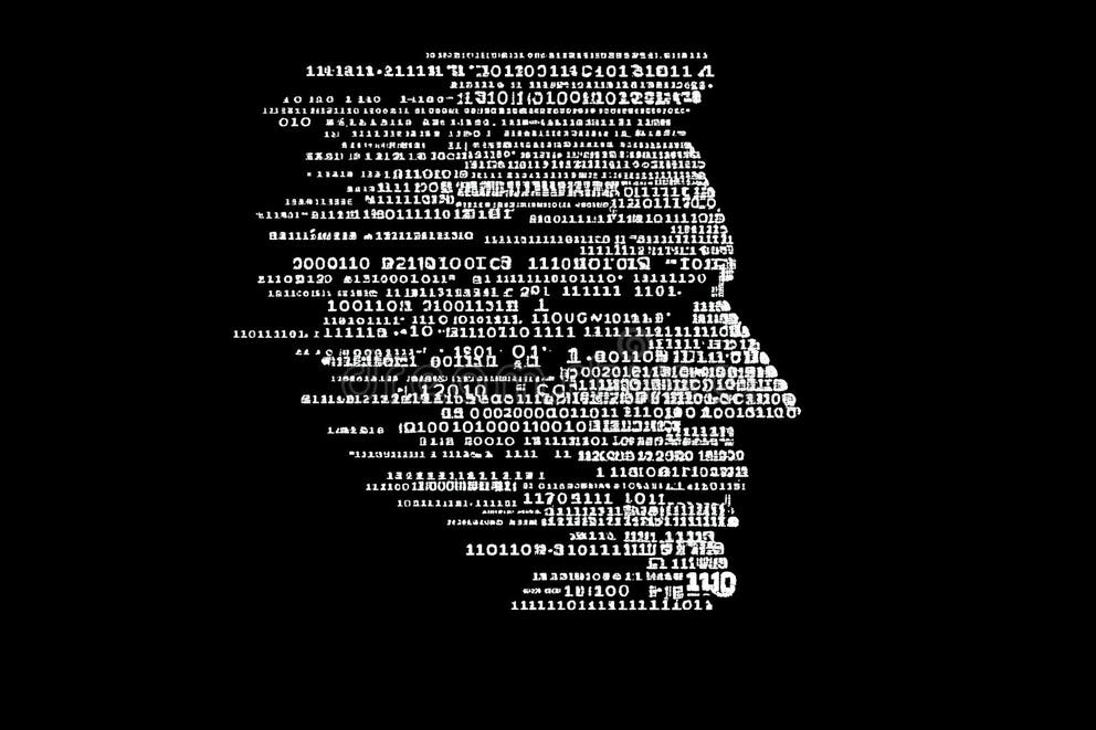 White Ascii Text in the Shape of a Hacker ,shape of a Person S Face ...