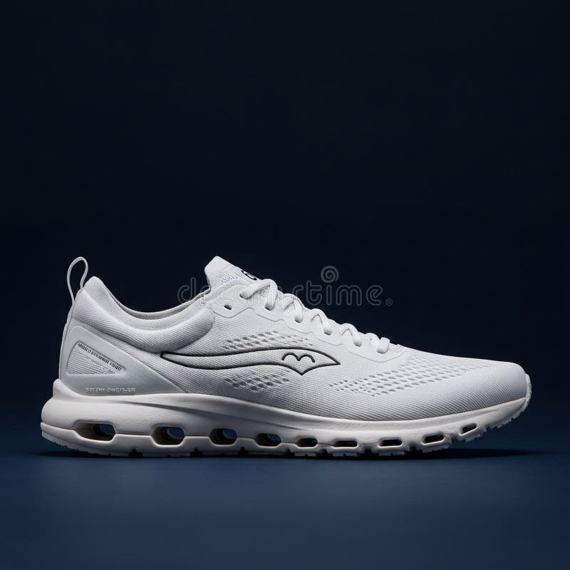 White Athletic Sneaker with a Streamlined Design and Mesh Upper for ...