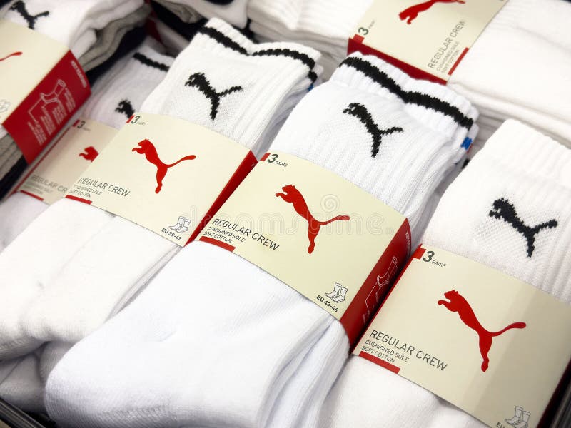 White Athletic Socks with Logo in Packaging Display Editorial Photo ...