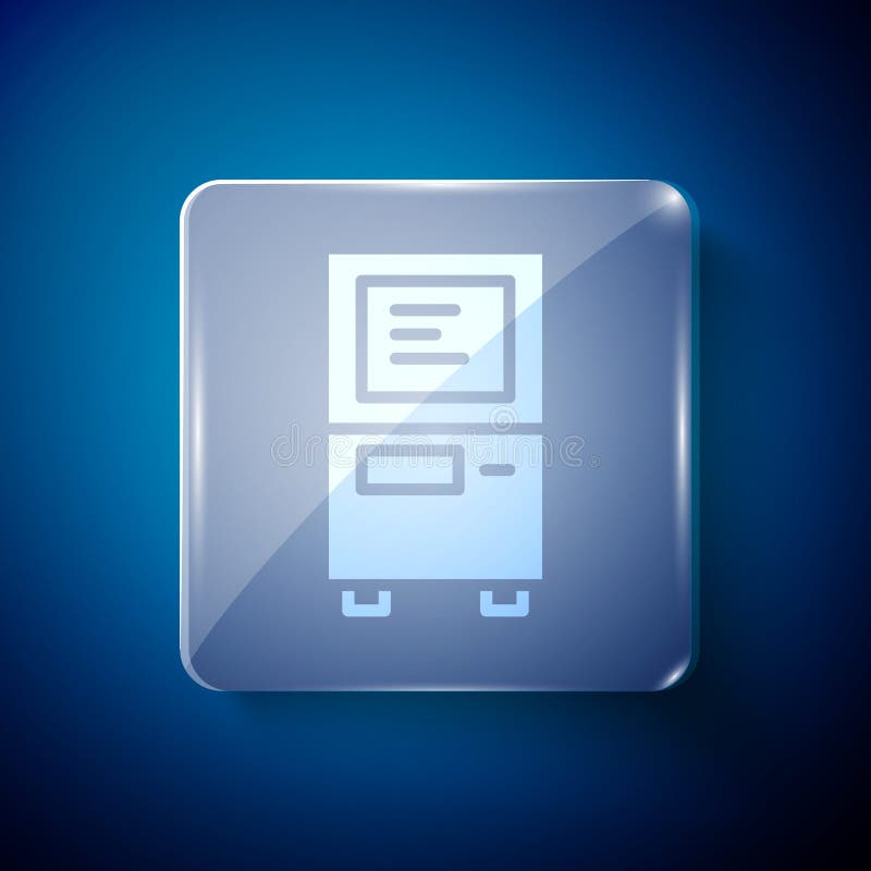 White ATM - Automated Teller Machine Icon Isolated on Blue Background ...