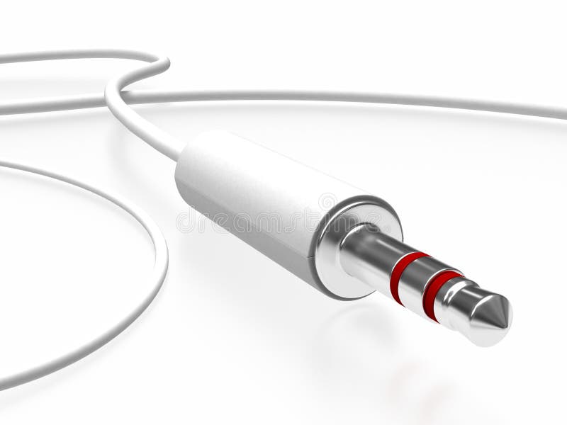 White audio cable in 3D stock illustration. Illustration of chrome ...