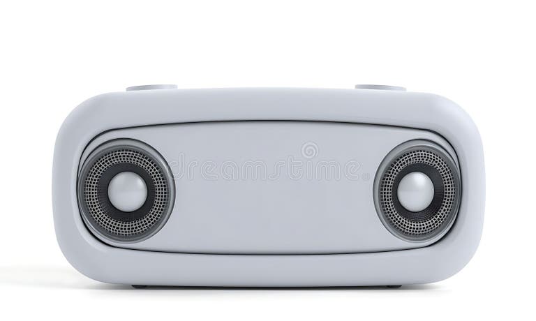 White Audio Speaker with Two Round Speaker Grills and a Smooth Rounded ...