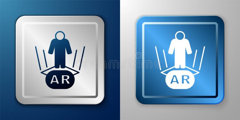 White Augmented Reality AR Icon Isolated on Blue and Grey Background ...