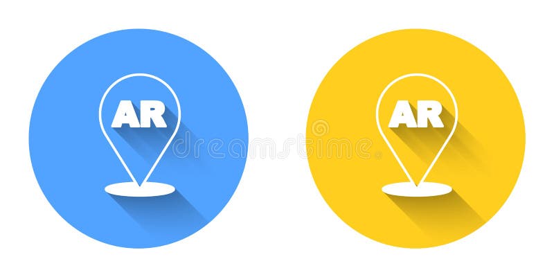 White Augmented Reality AR Icon Isolated with Long Shadow Background ...