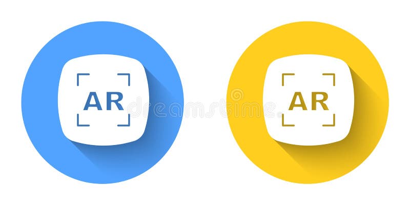 White Augmented Reality AR Icon Isolated with Long Shadow Background ...