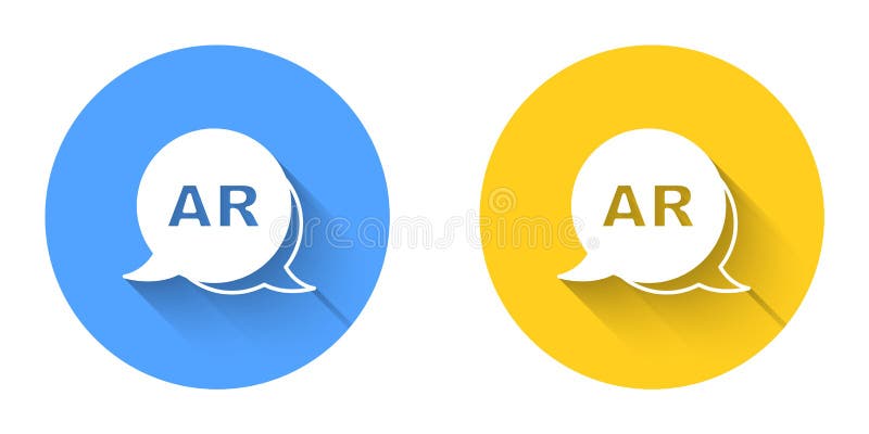 White Augmented Reality AR Icon Isolated with Long Shadow Background ...