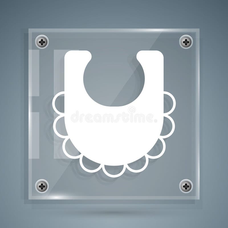 White Baby Bib Icon Isolated on Grey Background. Square Glass Panels ...